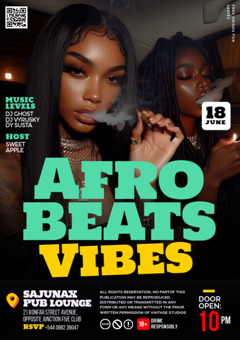 Black 3d Afrobeat Vibes Club Event Party Flyer A4 Template | PosterMyWall