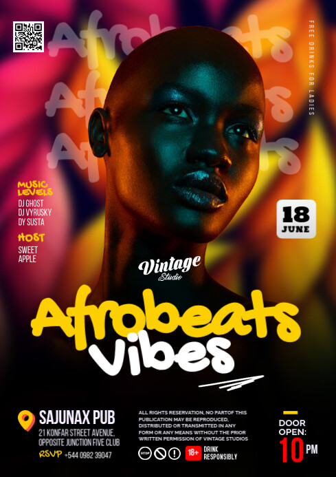 Black 3d Afrobeat Vibes Event Party Flyer A4 | PosterMyWall