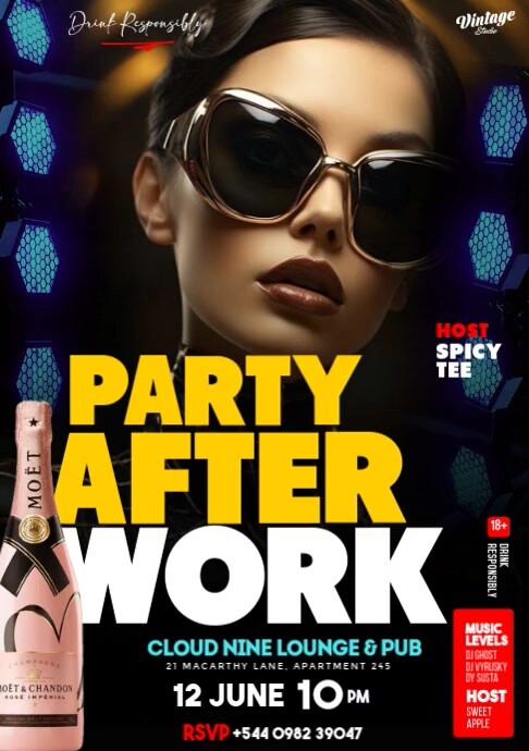 Black 3d Afterwork Party Event Flyer A4 Template | PosterMyWall