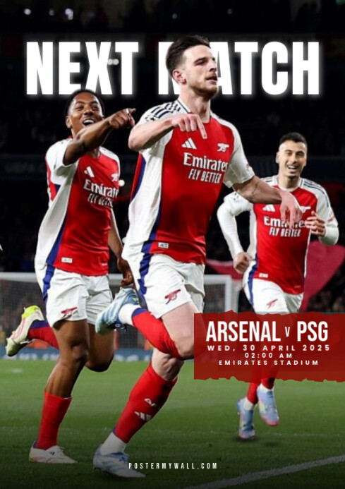 Black 3d Arsenal Vs Psg A4 Template | PosterMyWall
