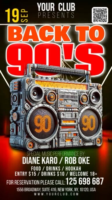 Black 3d Back To The 90s Digital Display (9:16) Template | PosterMyWall