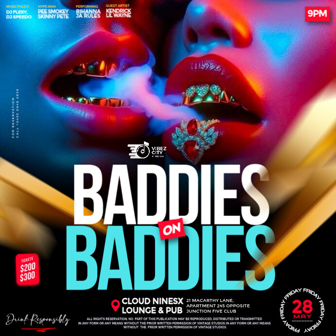 Black 3d Baddies Night Club Party Flyer For Social Media Instagram Post ...