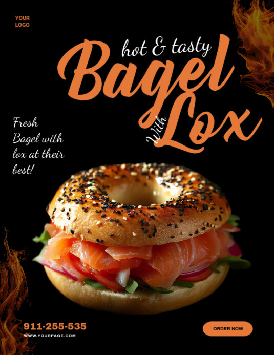 Copy of Black 3d Bagel With Lox Ad Flyer (us Letter) | PosterMyWall