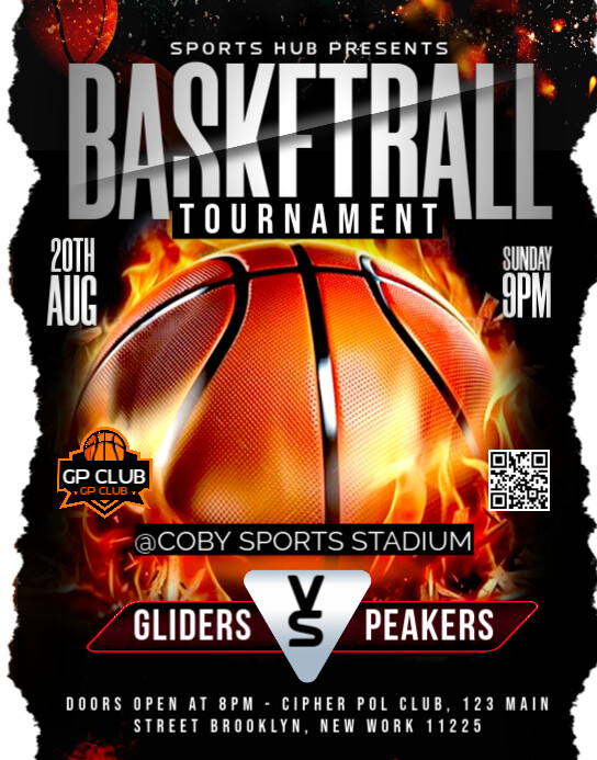Black 3d Basketball Aau Tryout Poster/wallboard Template | PosterMyWall