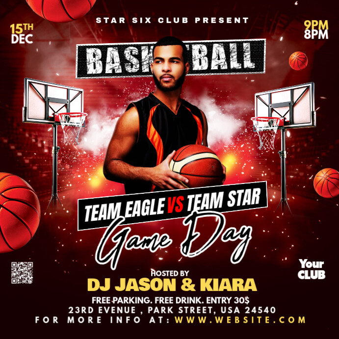Black 3d Basketball Game Day Ad Instagram Post Template | PosterMyWall