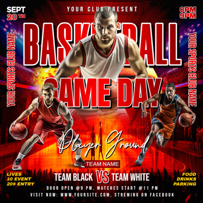Copy of Black 3d Basketball Game Day Ads Flyer Poster Instagram Post ...
