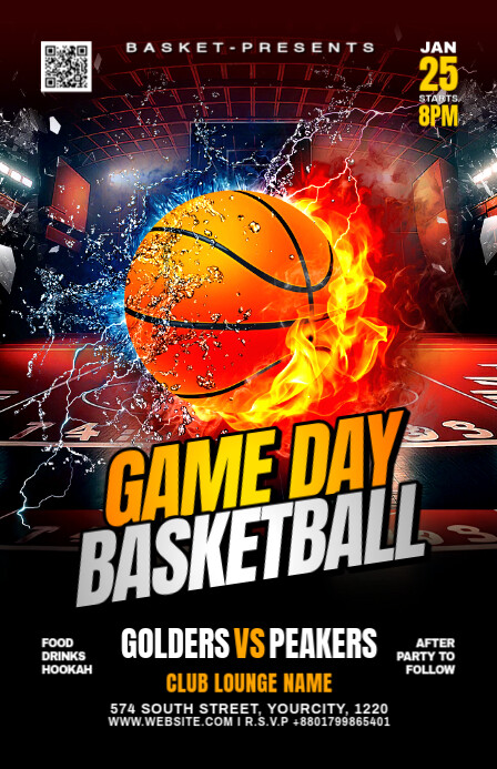 Copy of Black 3d Basketball Game Day Template Tabloid | PosterMyWall
