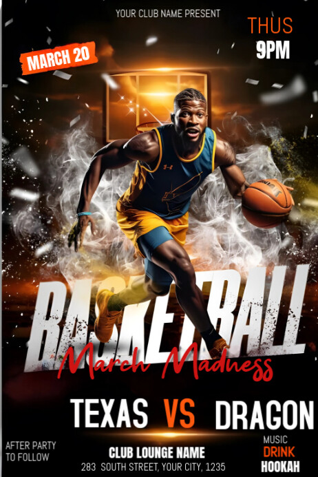 Black 3d Basketball March Madness Poster Template | PosterMyWall
