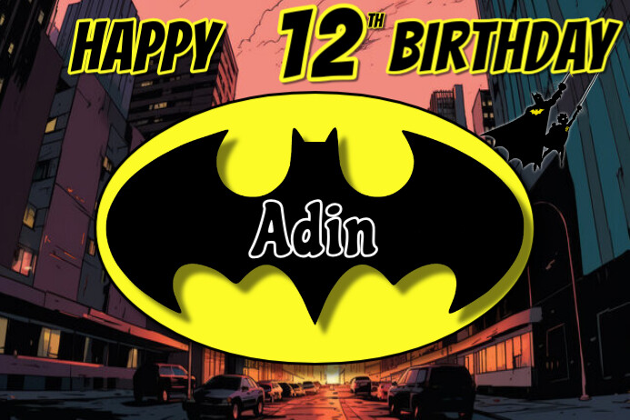Black 3d Batman Birthday Banner 4' × 6' Template | PosterMyWall