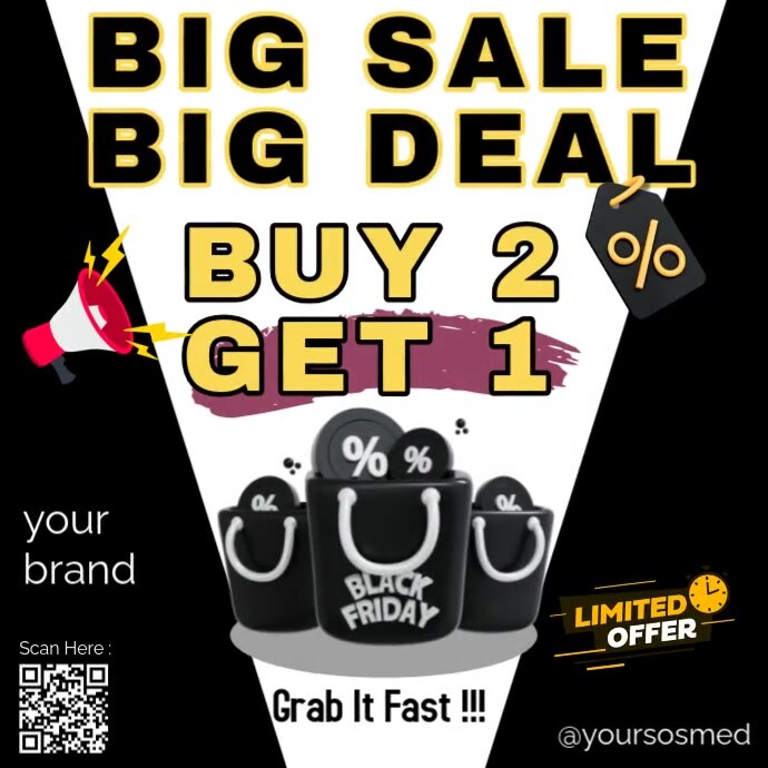 Copy of Black 3d Big Sale Promo Pos Instagram | PosterMyWall