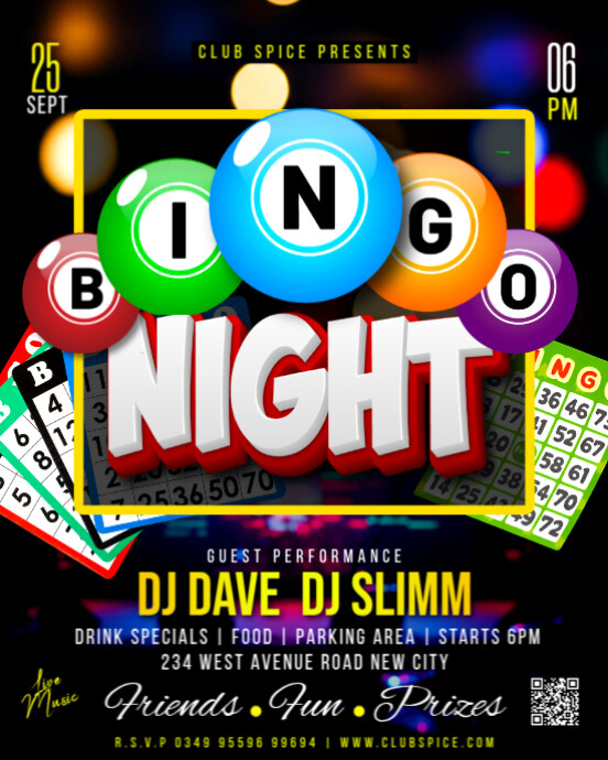 Copy of Black 3d Bingo Night Casino Club Party Dj Music Dance Event ...