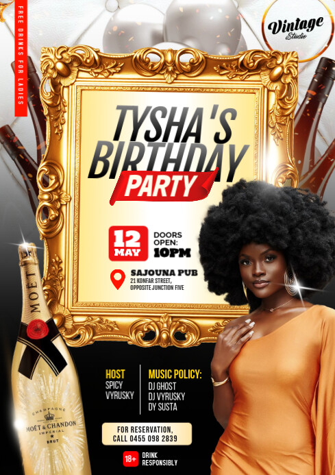 Black 3d Birthday Party Event Flyer Poster A4 | PosterMyWall