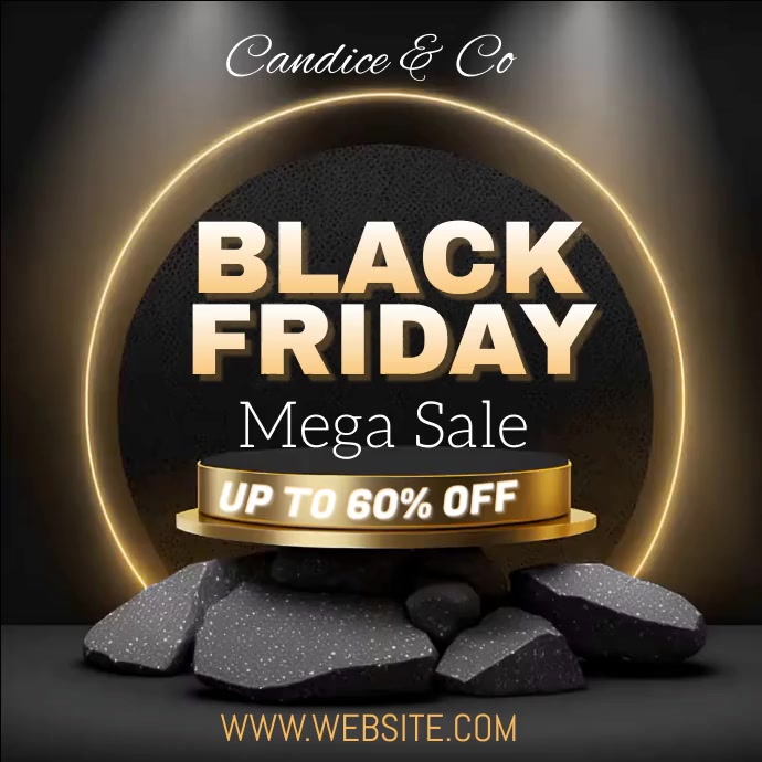 Black 3d Black Friday Ads Square (1:1) Template | PosterMyWall