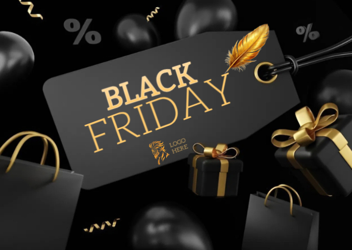 Black 3d Black Friday Postcard Template | PosterMyWall