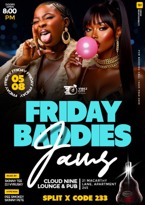 Black 3d Black Maximalist 3d Baddies Night Party Event Flyer A4 ...