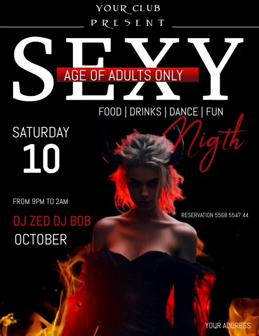 Copy of Black 3d Black Red Sexy Night Volantino (us L | PosterMyWall