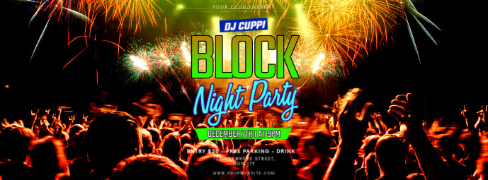 Black 3d Block Night Party Foto Sampul Facebook Template | PosterMyWall