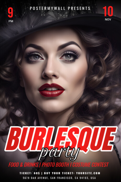 Black 3d Burlesque Party Poster Template | PosterMyWall
