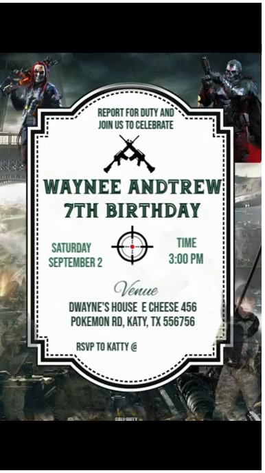 Black 3d Call Of Duty Birthday Digital Displa Template | PosterMyWall