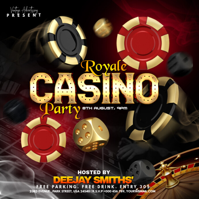 Copy of Black 3d Casino Royale Party Instagram Post | PosterMyWall