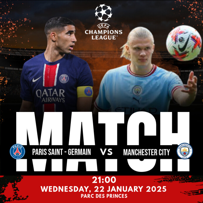 Black 3d Champions League Match Psg Vs Manchester City Instagram Post ...
