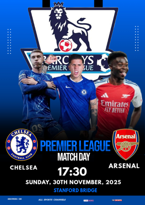 Black 3d Chelsea Vs Arsenal Poster A4 Template | PosterMyWall