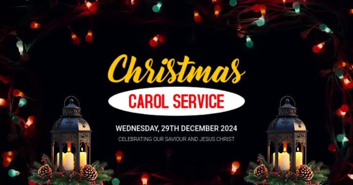 Black 3d Christmas Carol Service Facebook Shared Image Template ...