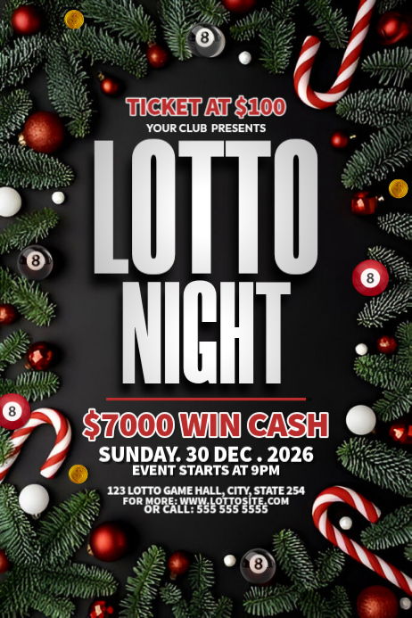 Black 3d Christmas Lotto Night Poster Template | PosterMyWall