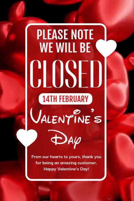 Black 3d Closed On Val Day Poster Template | PosterMyWall