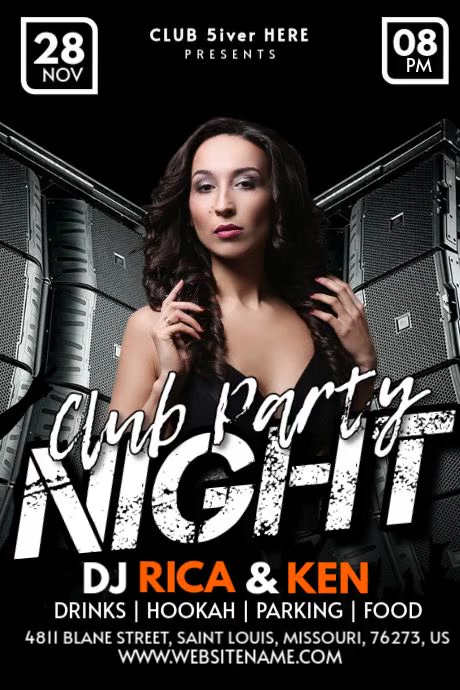 Black 3d Club Night Party Poster Template | PosterMyWall