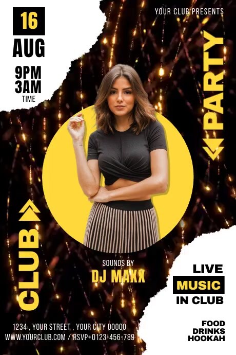Black 3d Club Party Poster Template | PosterMyWall