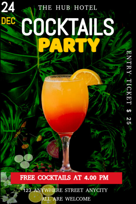 Black 3d Cocktail Party Advert Banner And Poster Template | PosterMyWall