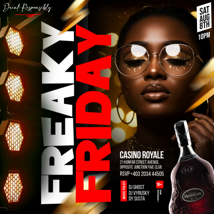 Black 3d Colourful Freaky Friday Party Club Flyer For Social Media ...