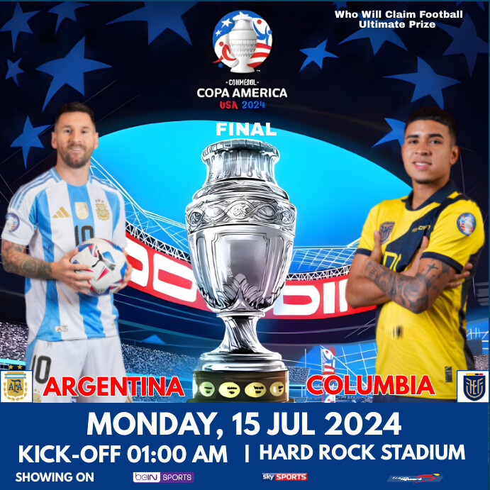 Black 3d Copa America Final Argentina Vs Colo Template | PosterMyWall