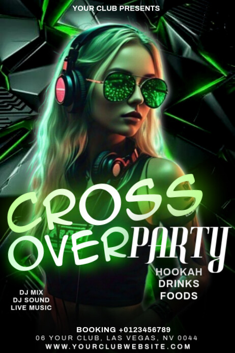 Black 3d Cross Over Party Poster Template | PosterMyWall