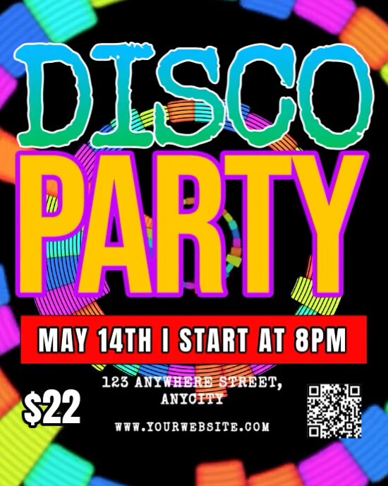 Black 3d Disco Party Instagram Portrait Template | PosterMyWall