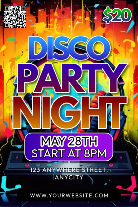 Black 3d Disco Party Night Poster Template | PosterMyWall
