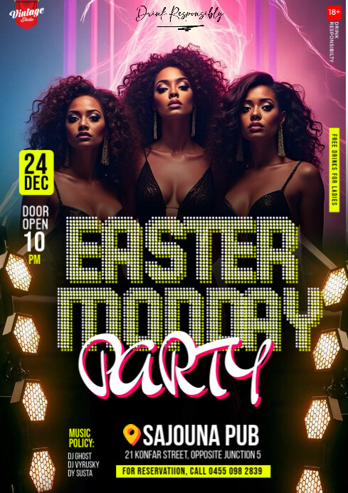 Copy of Black 3d Easter Monday Bash Night Club Party Event Flyer ...