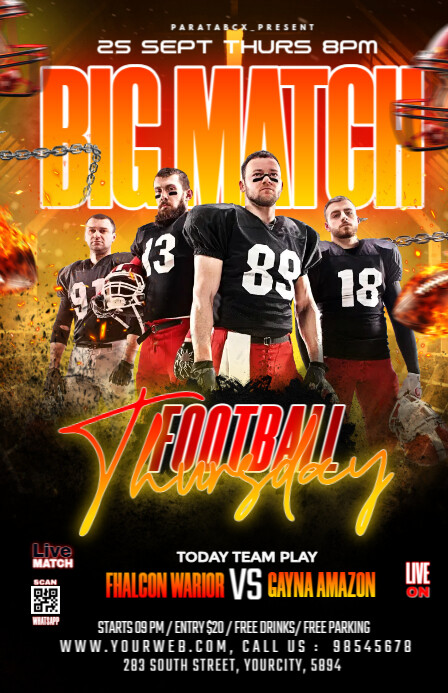 Black 3d Editable American Football Championship Game Day Tabloid ...
