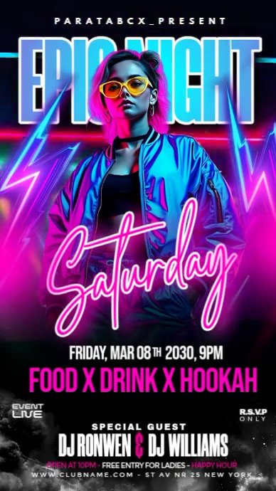 Black 3d Elegant Epic Night Club Party Instagram Story Template ...