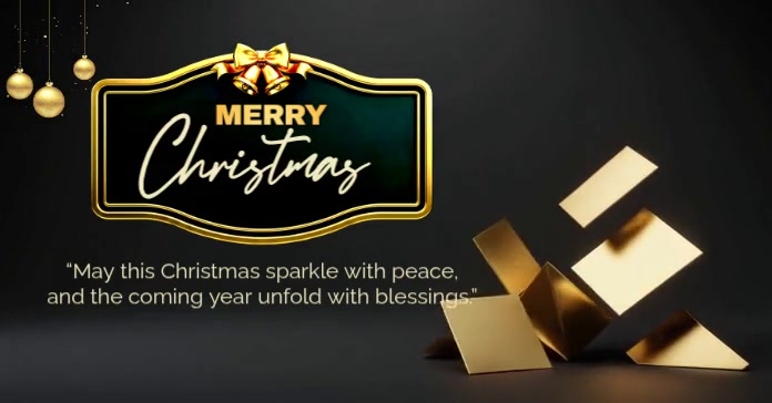 Black 3d Elegant Gold Christmas Tree Festive Card Facebook Ad Template ...