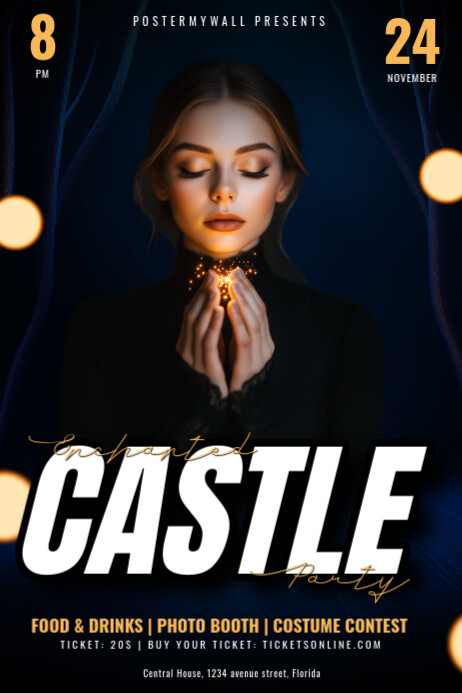 Black 3d Enchanted Castle Party Poster Templat | PosterMyWall