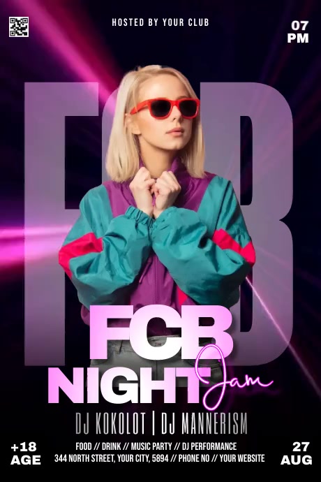 Black 3d Fcb Night Party Poster Template | PosterMyWall