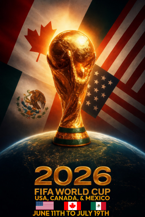 Plantilla de Black 3d Fifa World Cup 2026 Poster | PosterMyWall