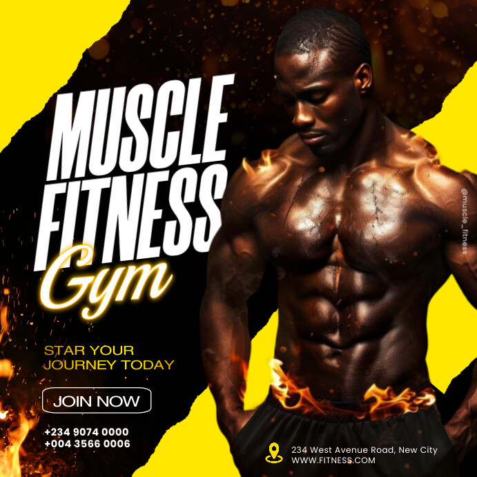 Black 3d Fitness Gym Classes Instagram Post Template | PosterMyWall