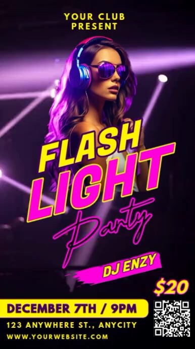 Black 3d Flash Light Party Reel Instagram Template | PosterMyWall