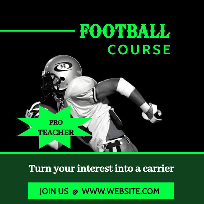 Copy of Black 3d Football Course Instagram Post | PosterMyWall