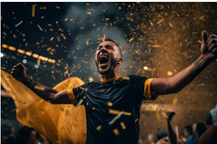 Black 3d Football Victory Celebration Poster Template | PosterMyWall