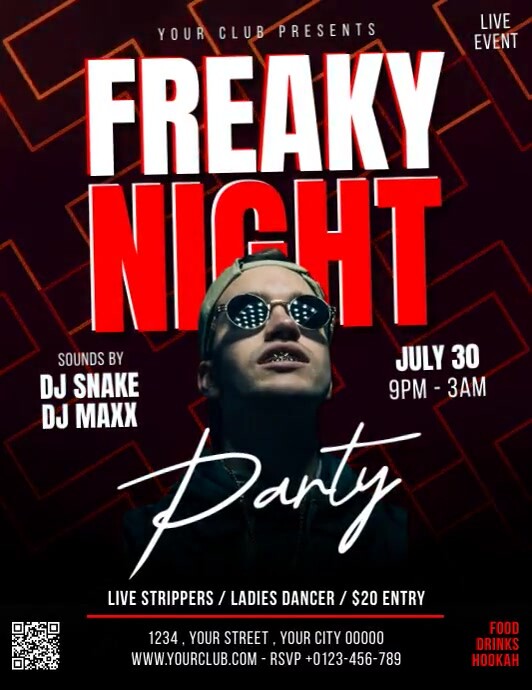 Plantilla de Black 3d Freaky Night Flyer (us Letter) | PosterMyWall