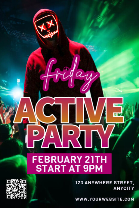 Black 3d Friday Active Party Poster Template | PosterMyWall